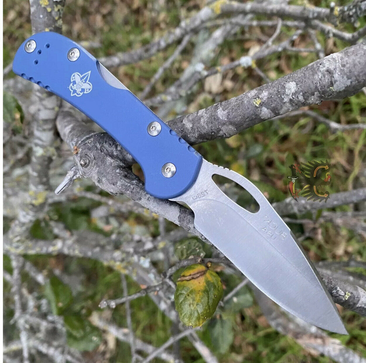 BUCK KNIVES MINI SPITFIRE BSA LOCKBACK FOLDING POCKET KNIFE BLUE ALUMI ...